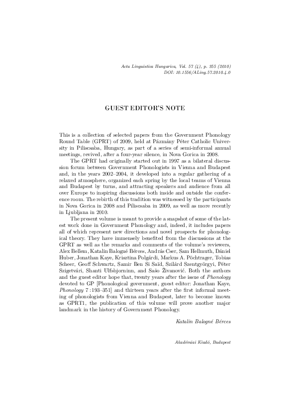 (PDF) Guest editor’s note