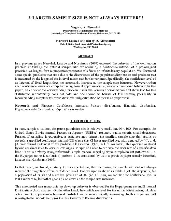 (PDF) A Larger Sample Size is Not Always Better