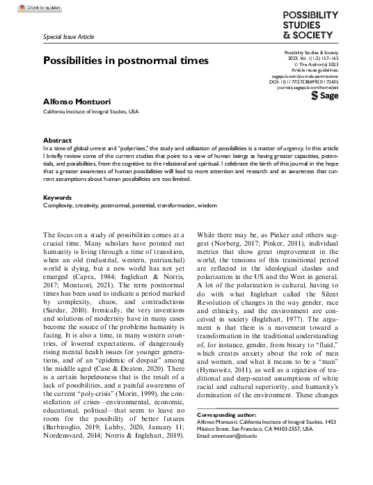 (PDF) Possibilities in postnormal times