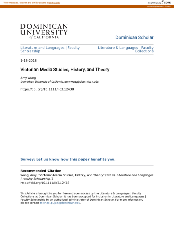 (PDF) Victorian media studies, history, and theory