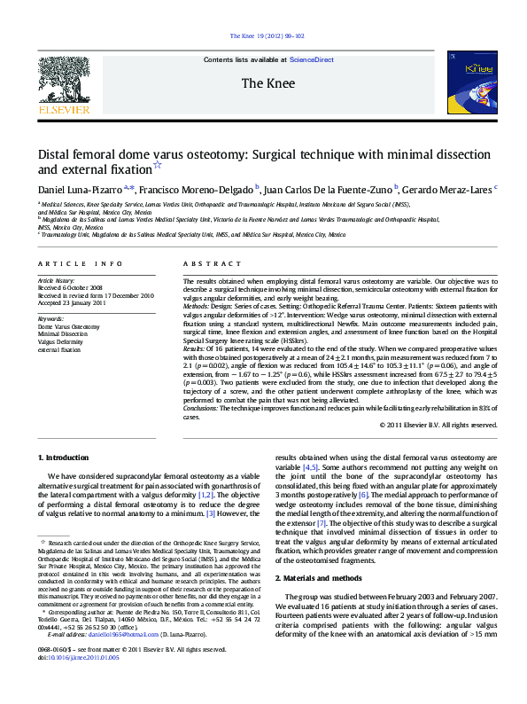 (PDF) Distal femoral dome varus osteotomy: Surgical technique with ...