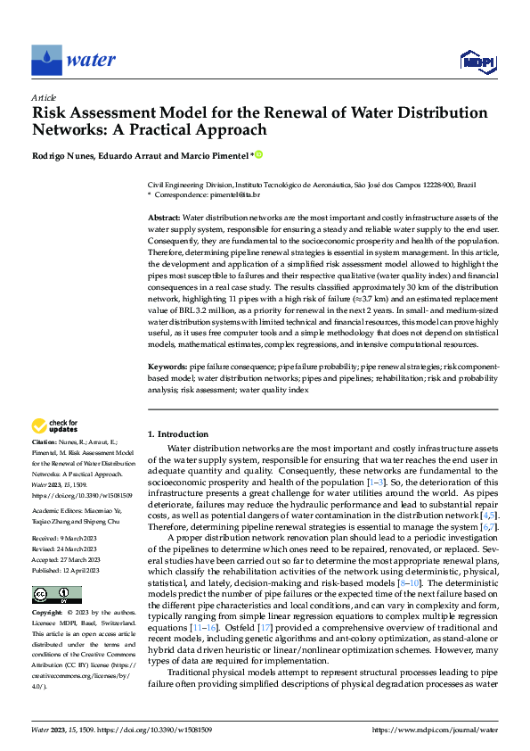 (PDF) Risk Assessment Model for the Renewal of Water Distribution ...
