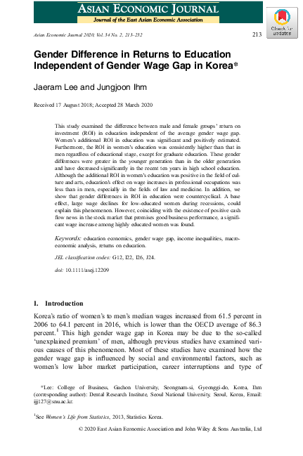 (PDF) Gender Difference in Returns to Education Independent of Gender ...