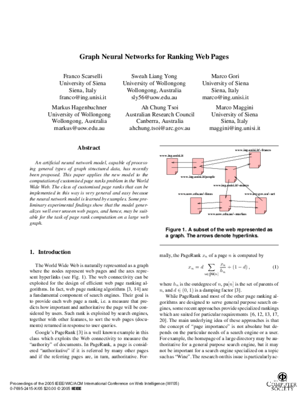(PDF) Graph Neural Networks for Ranking Web Pages