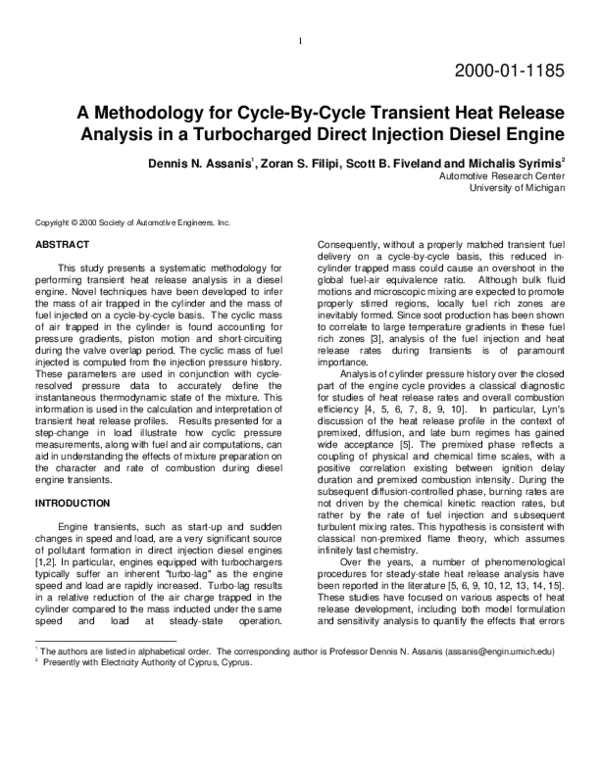 (PDF) A Methodology for Cycle-By-Cycle Transient Heat Release Analysis ...