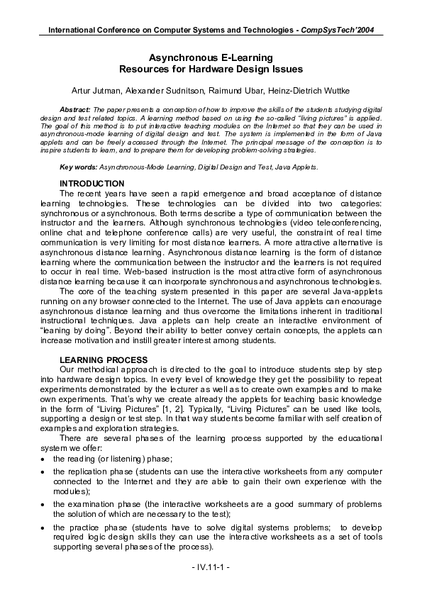 (PDF) Asynchronous e-learning resources for hardware design issues