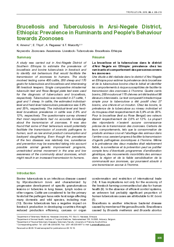 (PDF) Brucellosis and Tuberculosis in Arsi-Negele District, Ethiopia ...