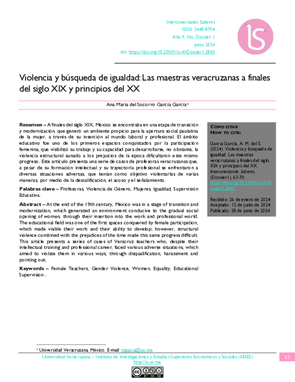 (PDF) Violencia y búsqueda de igualdad: Las maestras veracruzanas a finales del siglo XIX y ...