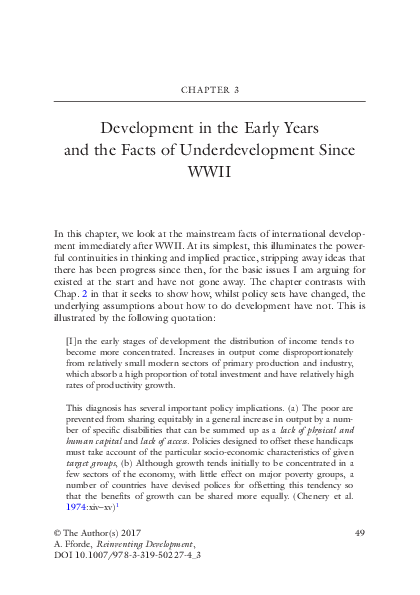 (PDF) Development in the Early Years and the Facts of Underdevelopment Since WWII