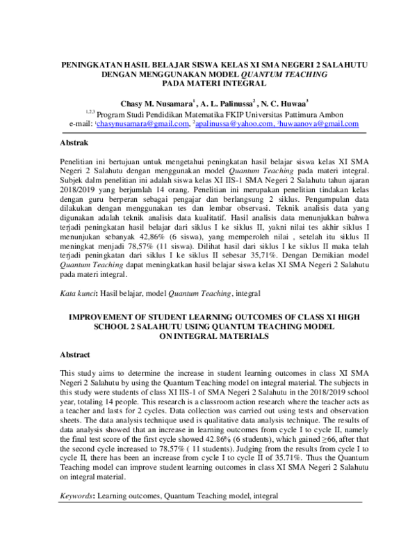 (PDF) Peningkatan Hasil Belajar Siswa Kelas XI Sma Negeri 2 Salahutu Dengan Menggunakan Model ...