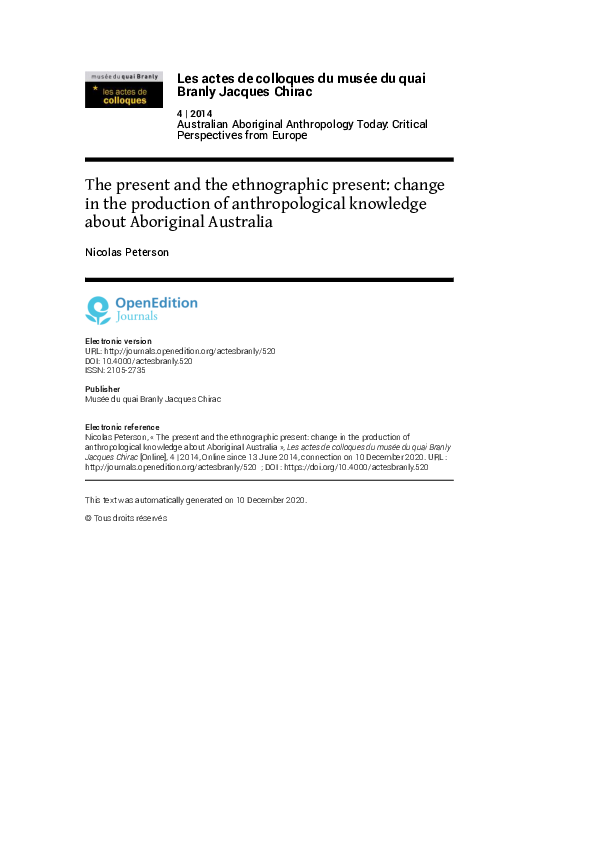 (PDF) The present and the ethnographic present: change in the ...