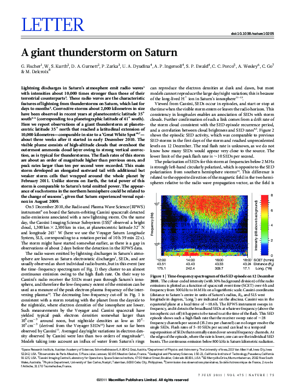 (PDF) A giant thunderstorm on Saturn