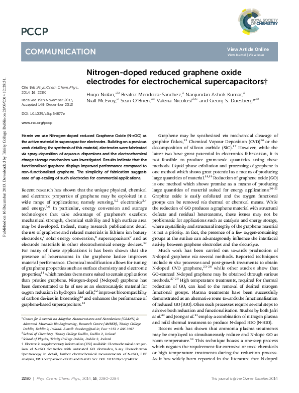 (PDF) Nitrogen-doped reduced graphene oxide electrodes for ...