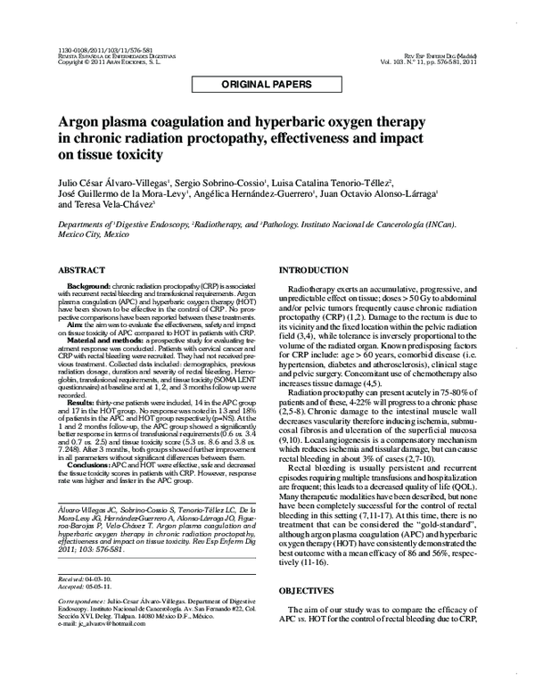 (PDF) Argon plasma coagulation and hyperbaric oxygen therapy in chronic ...