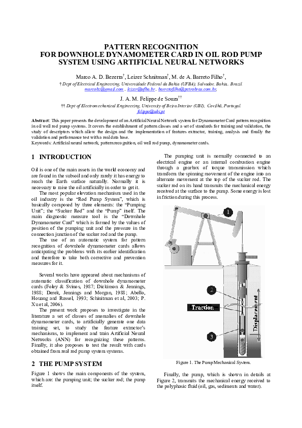 (PDF) Pattern Recognition for Downhole Dynamometer Card in Oil Rod Pump System Using Artificial ...