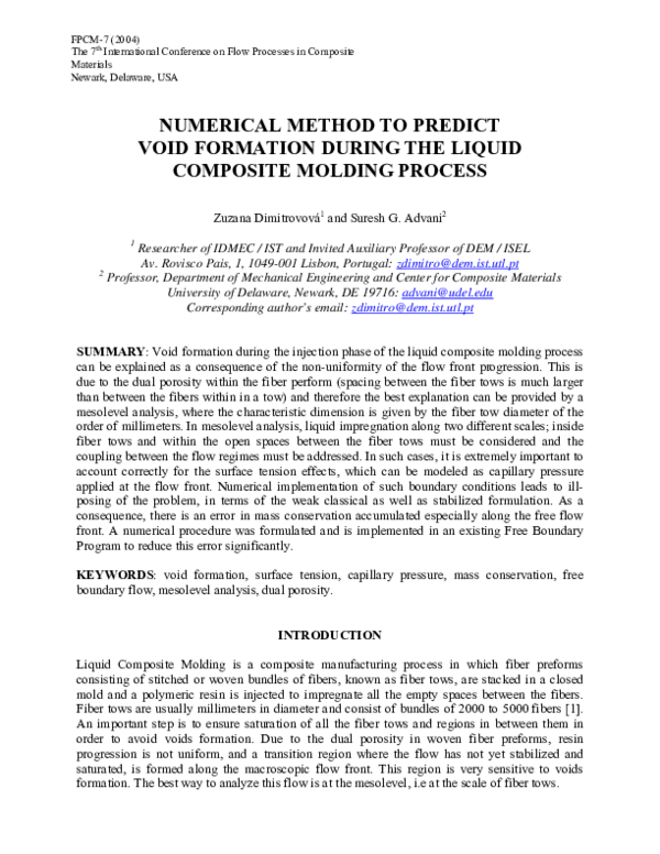 (PDF) Numerical Method to Predict Void Formation during The Liquid ...