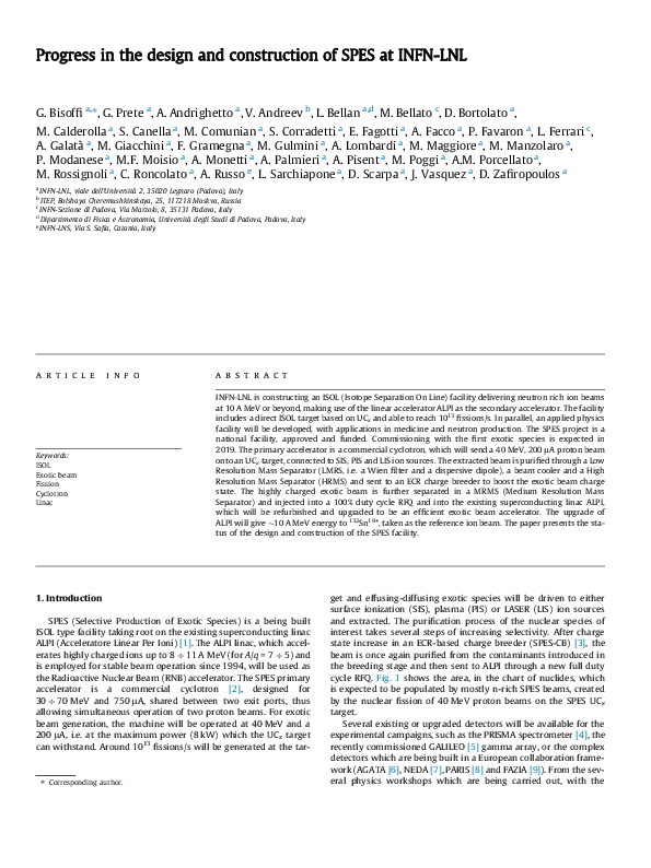 (PDF) Progress in the design and construction of SPES at INFN-LNL