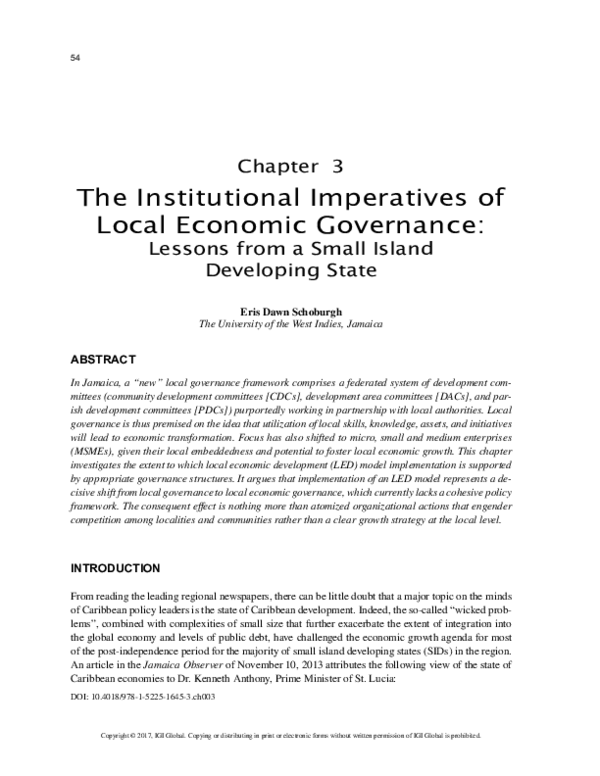 (PDF) The Institutional Imperatives of Local Economic Governance