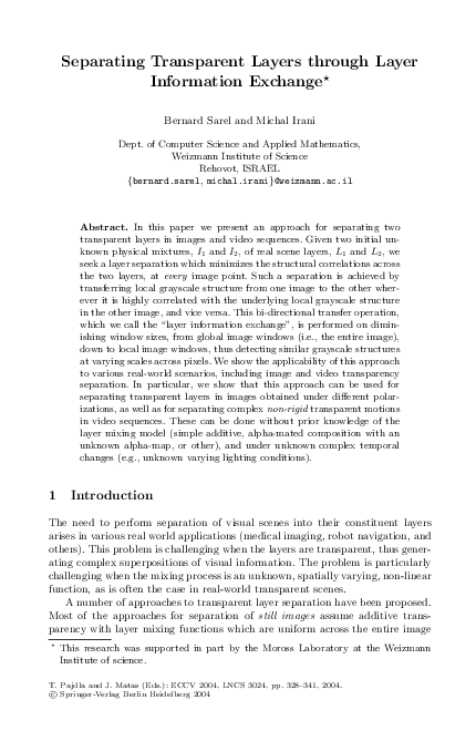 (PDF) Separating Transparent Layers through Layer Information Exchange