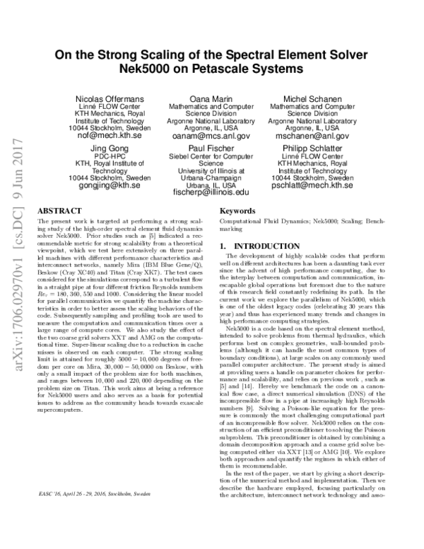 (PDF) On the Strong Scaling of the Spectral Element Solver Nek5000 on ...