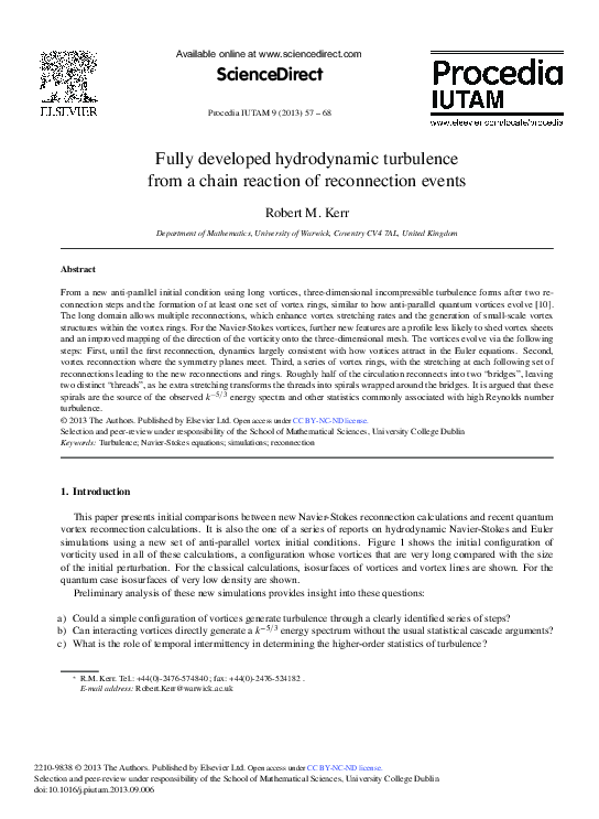 (PDF) Fully Developed Hydrodynamic Turbulence from a Chain Reaction of ...