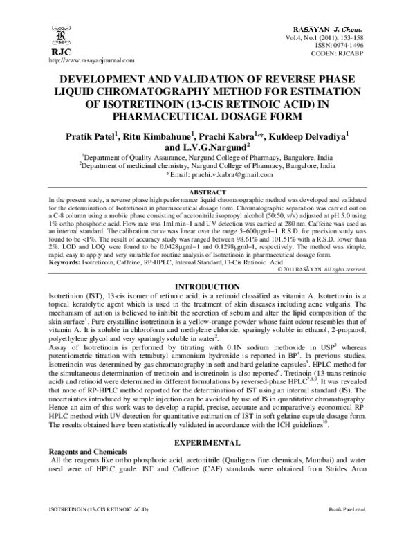 (PDF) Development and Validation of Reverse Phase Liquid Chromatography Method for Estimation of ...