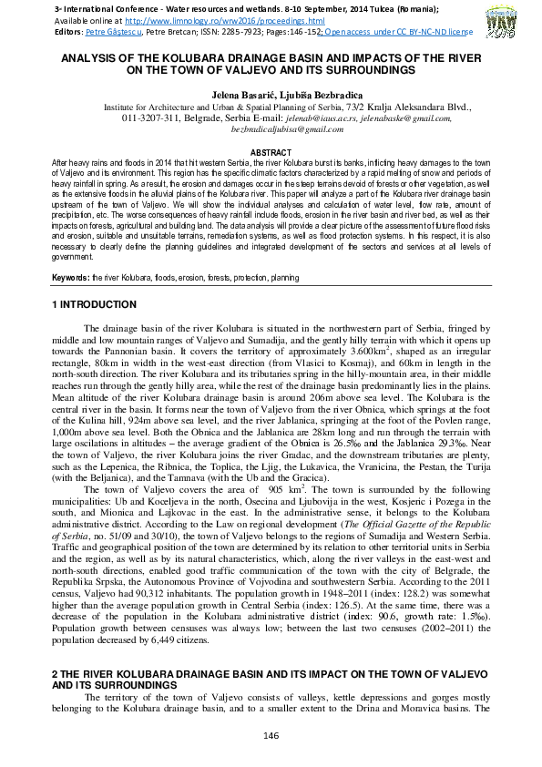 (PDF) Analysis of the Kolubara Drainage Basin and Impacts of the River ...