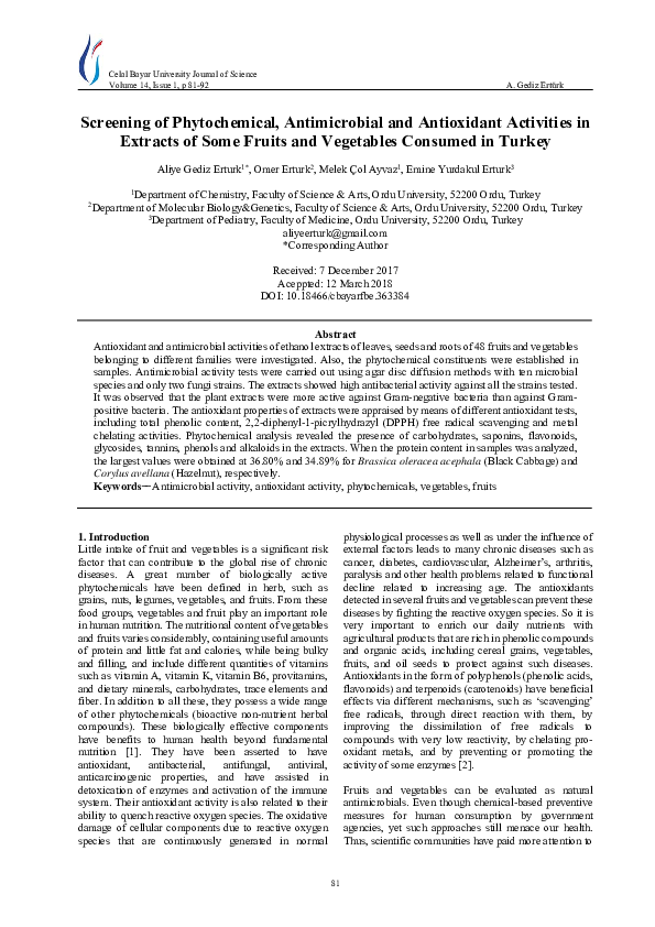 (PDF) Screening of Phytochemical, Antimicrobial and Antioxidant Activities in Extracts of Some ...
