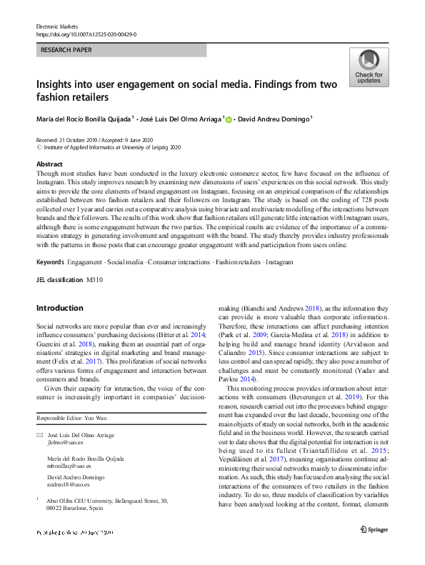 (PDF) Insights into user engagement on social media. Findings from two ...
