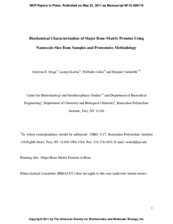 (PDF) Biochemical Characterization of Major Bone-Matrix Proteins Using ...