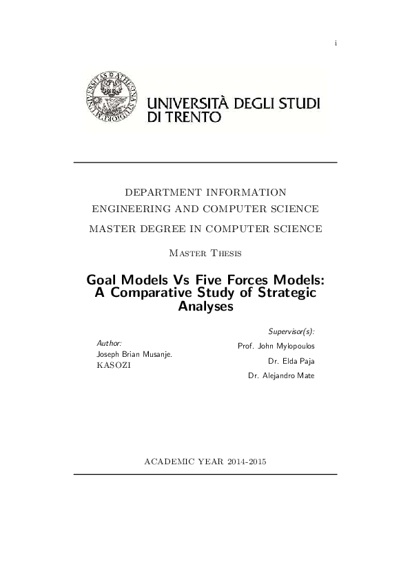 (PDF) Goal Models Vs Five Forces Models: A Comparative Study of ...