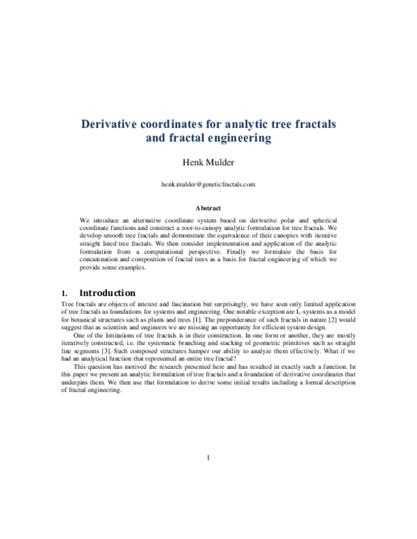 (PDF) Derivative coordinates for analytic tree fractals and fractal ...
