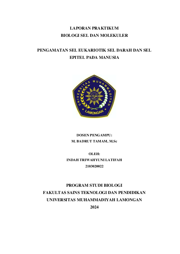 (PDF) LAPORAN PRAKTIKUM BIOLOGI SEL DAN MOLEKULER PENGAMATAN SEL EUKARIOTIK SEL DARAH DAN SEL ...