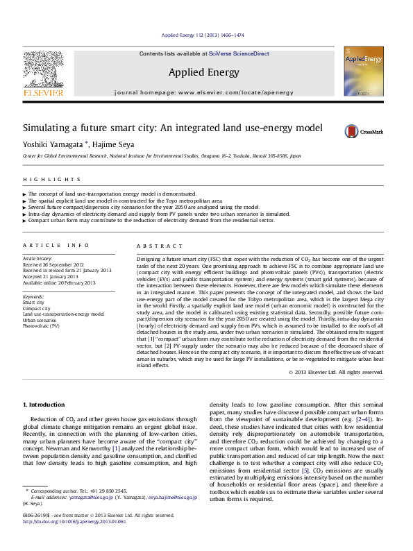 (PDF) Simulating a future smart city: An integrated land use-energy model