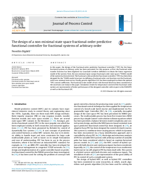 (PDF) The design of a non-minimal state space fractional-order ...