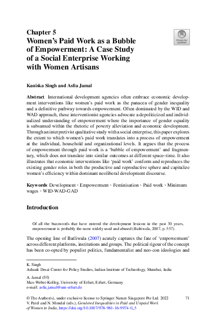 (PDF) Women’s Paid Work as a Bubble of Empowerment: A Case Study of a ...