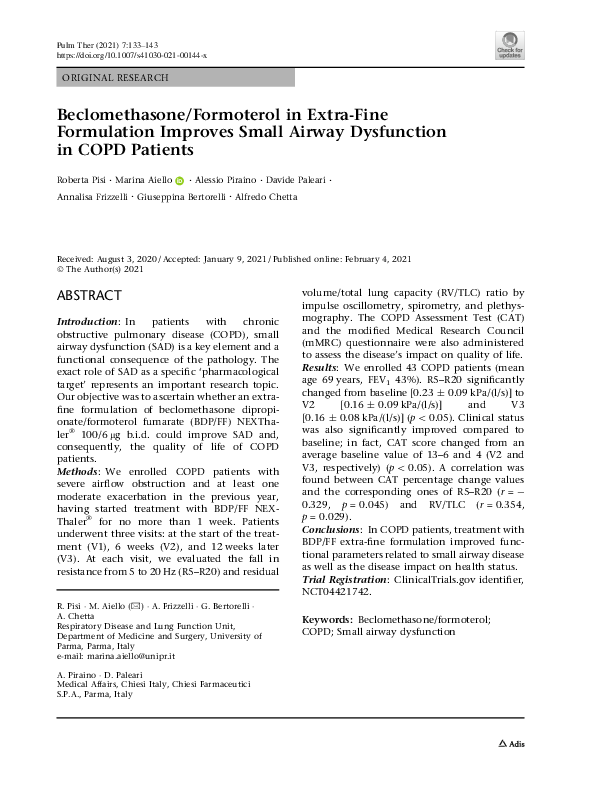 (PDF) Beclomethasone/Formoterol in Extra-Fine Formulation Improves ...