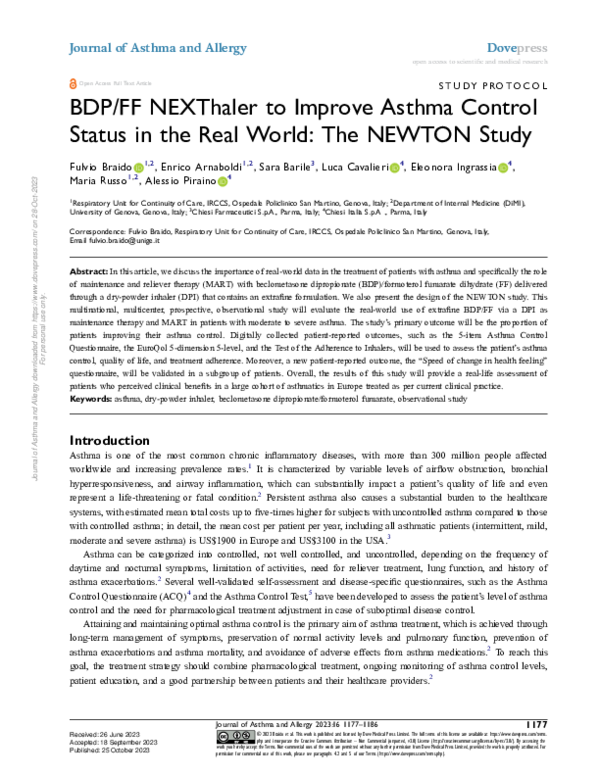 (PDF) BDP/FF NEXThaler to Improve Asthma Control Status in the Real ...