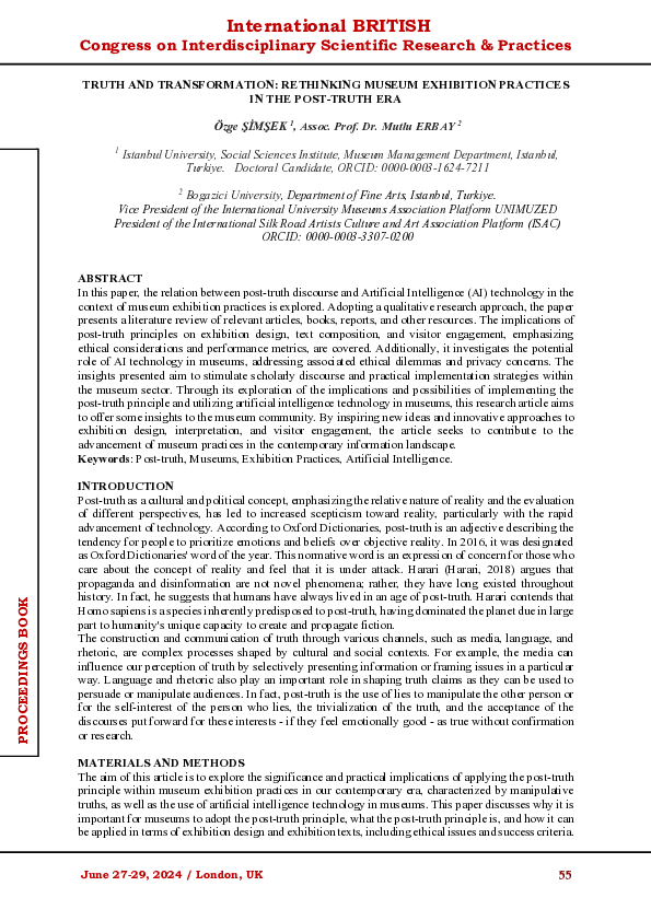 (PDF) TRUTH AND TRANSFORMATION: RETHINKING MUSEUM EXHIBITION PRACTICES ...