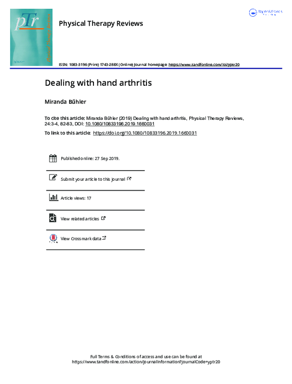 (PDF) Dealing with hand arthritis