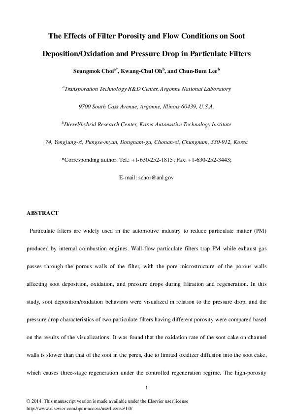 (PDF) The effects of filter porosity and flow conditions on soot ...
