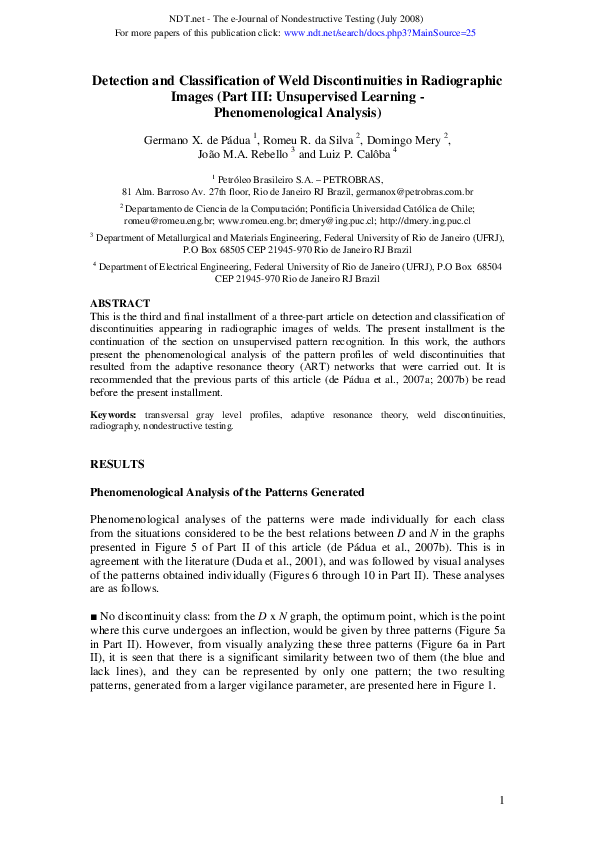 Pdf Detection And Classification Of Weld Discontinuities In