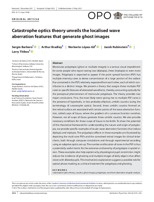 (PDF) Catastrophe optics theory unveils the localised wave aberration features that generate ...