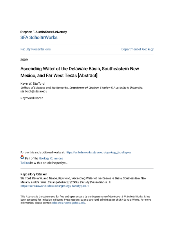 (PDF) Ascending Water of the Delaware Basin, Southeastern New Mexico ...