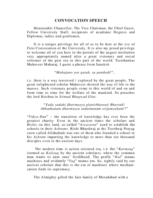 (PDF) Convocation Speech | RAM BILAS MISRA - Academia.edu