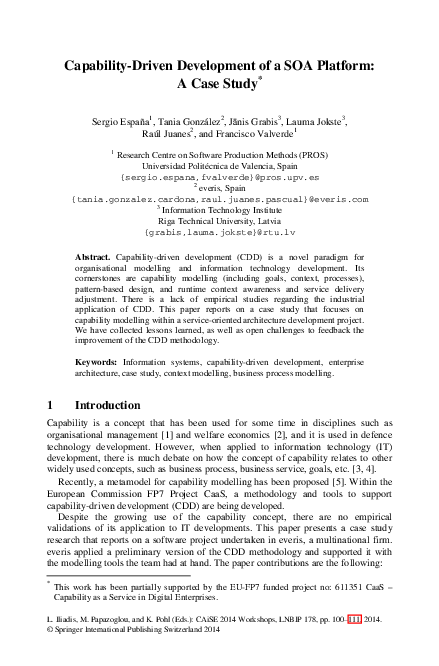 (PDF) Capability-Driven Development of a SOA Platform: A Case Study