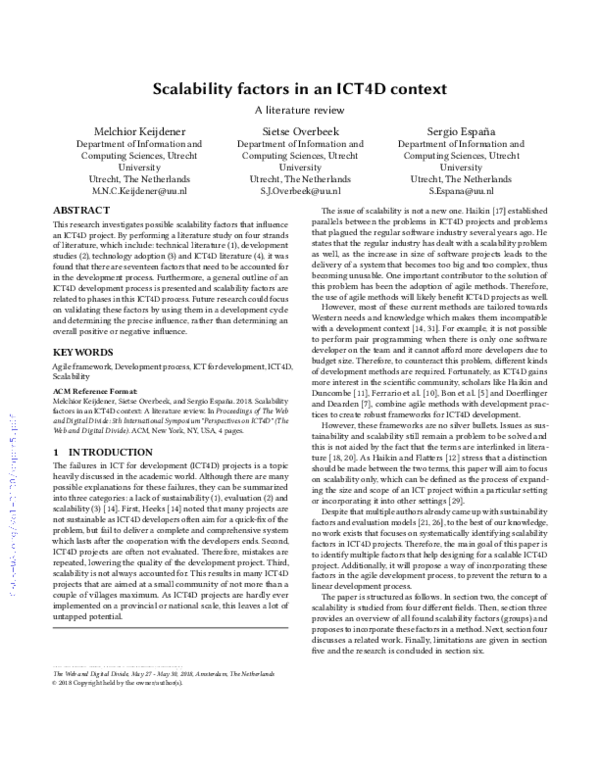 (PDF) Scalability factors in an ICT4D context : A literature review