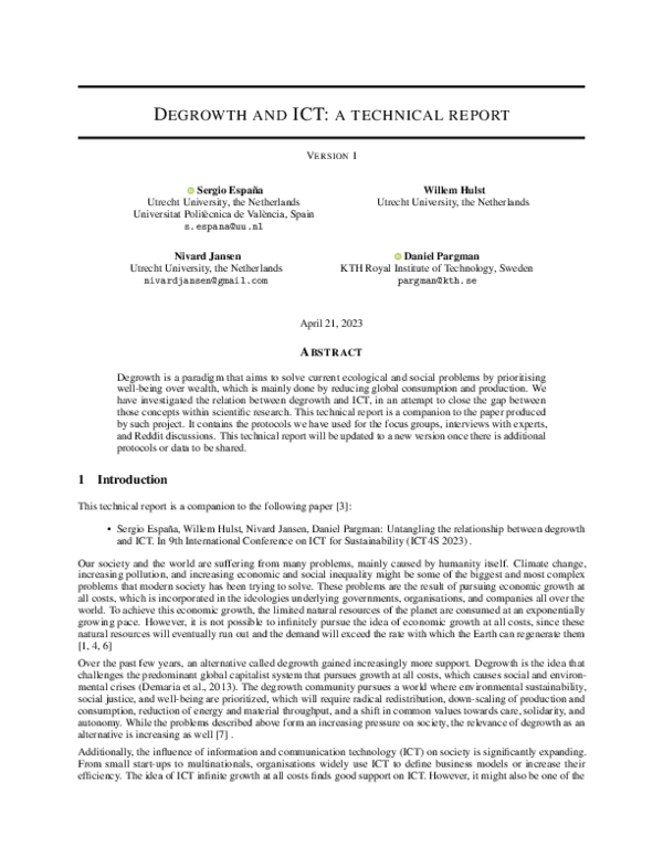 (PDF) Degrowth and ICT: a technical report