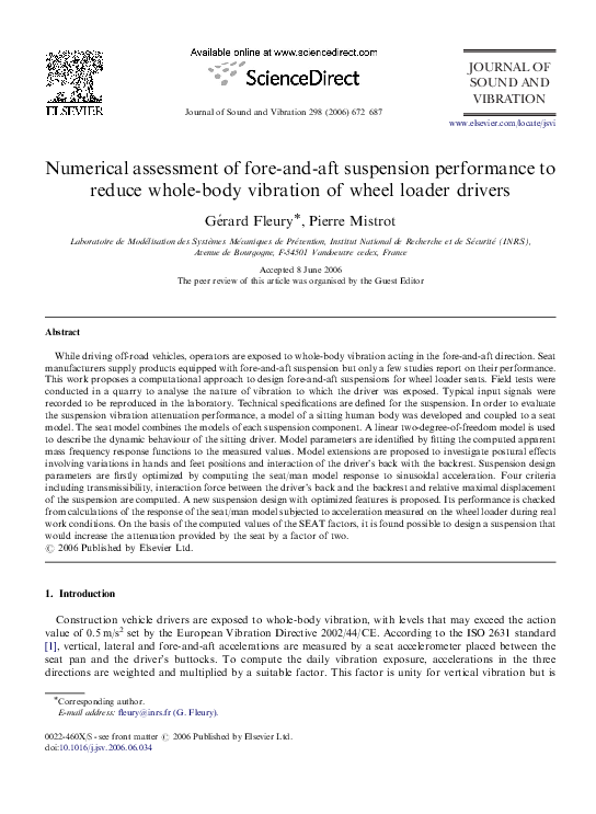 (PDF) Numerical assessment of fore-and-aft suspension performance to ...