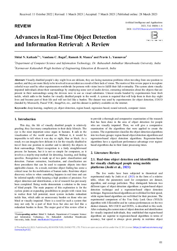 (PDF) Advances in Real-Time Object Detection and Information Retrieval: A Review